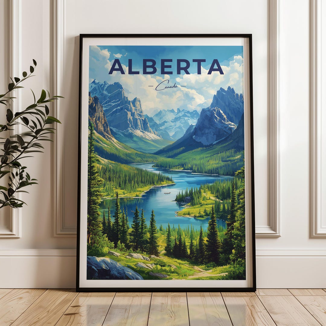 Alberta Travel Poster - Canada Wall Art Print, Illustration Poster ...