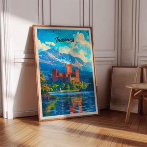 Inverness Travel Poster - Scotland Wall Art Print, Illustration Poster ...