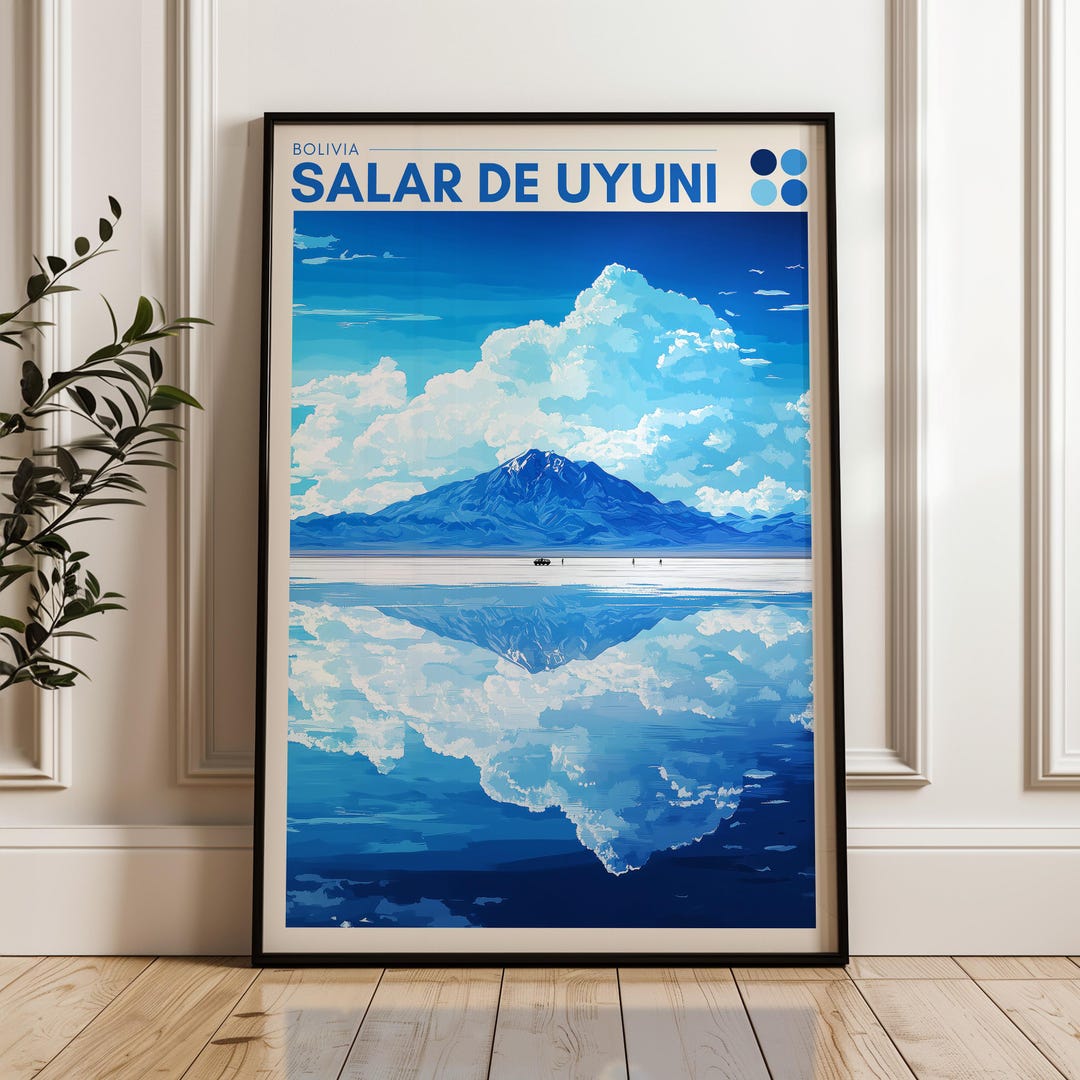 Salar De Uyuni Travel Poster, Bolivia Wall Art Print, Illustration ...