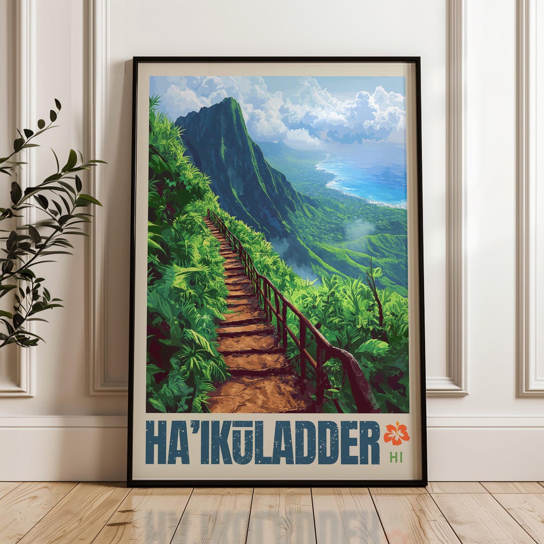 Haiku Ladder Hawaii Art Print, Lush Mountain Canvas Decor - Etsy