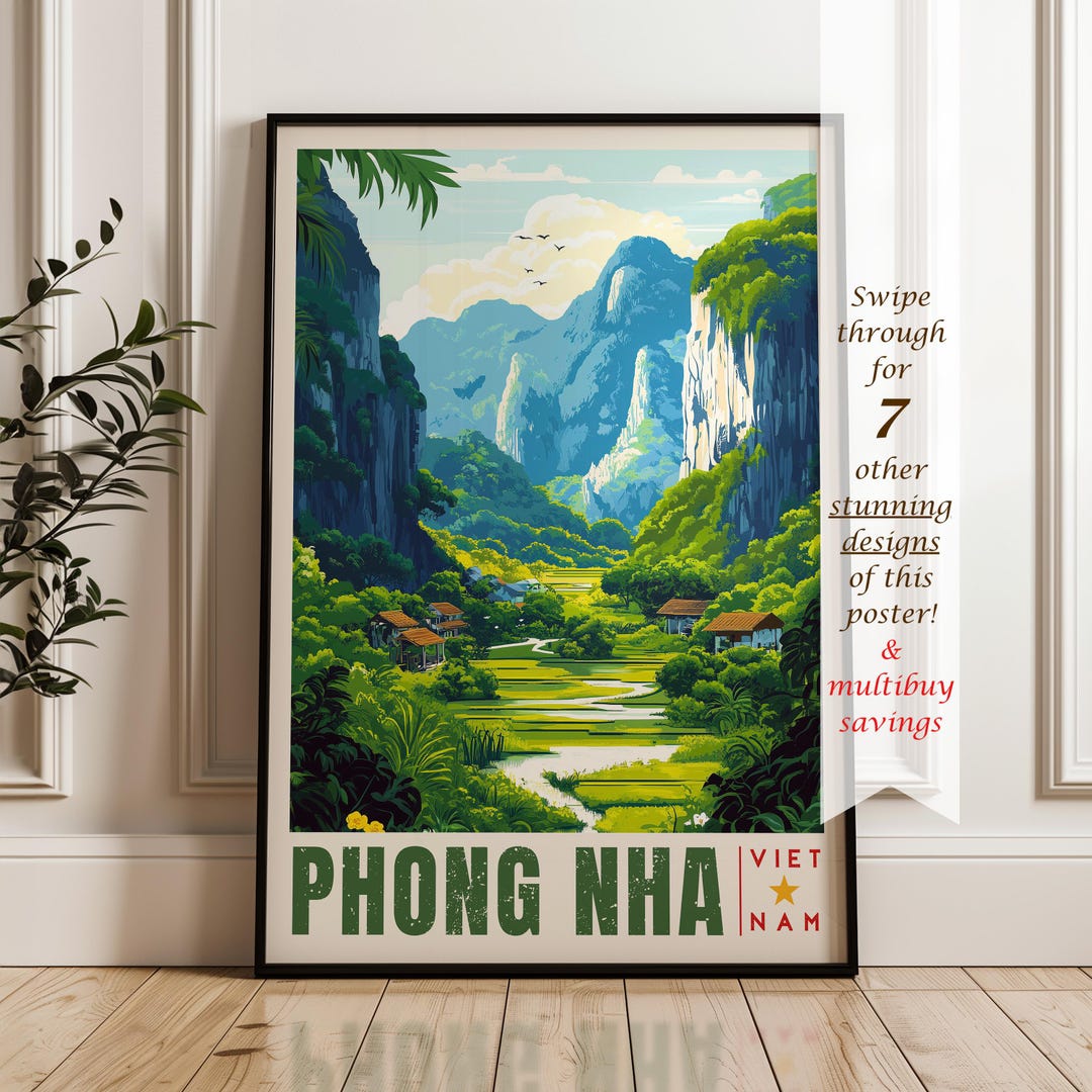 Phong Nha Travel Poster Vietnam Wall Art Print, Illustration Poster ...