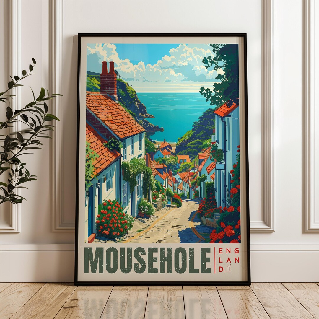 Mousehole Cornwall Art Print: Coastal UK Travel Poster - Etsy