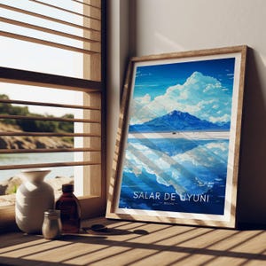 Salar De Uyuni Travel Poster, Bolivia Wall Art Print, Illustration ...