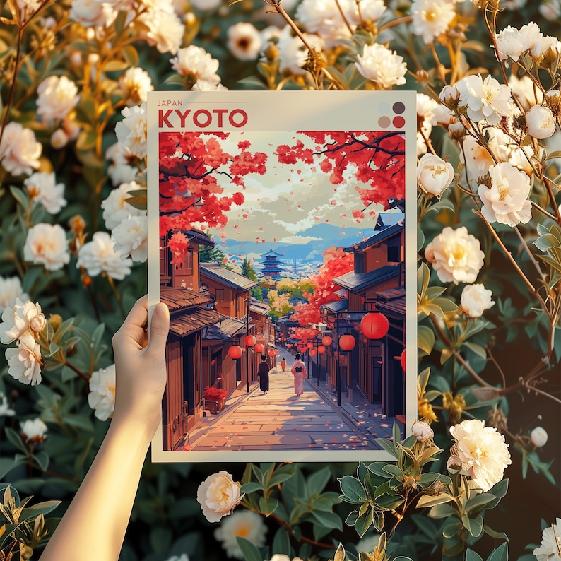 Kyoto Japan Travel Poster: Geisha & Gion Art Print - Etsy