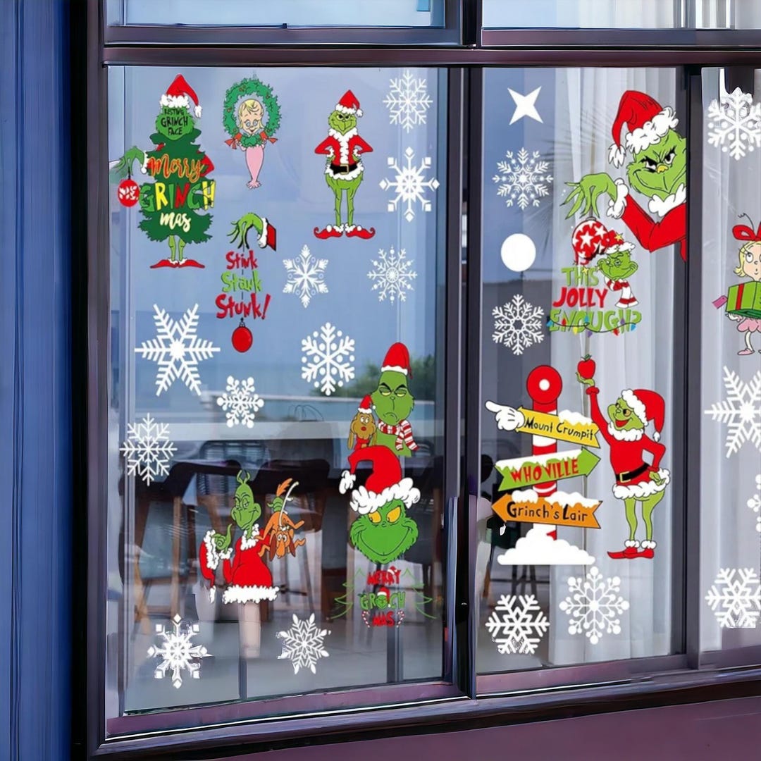 Holiday Window Clings Christmas Decorations for Glass Windows ...