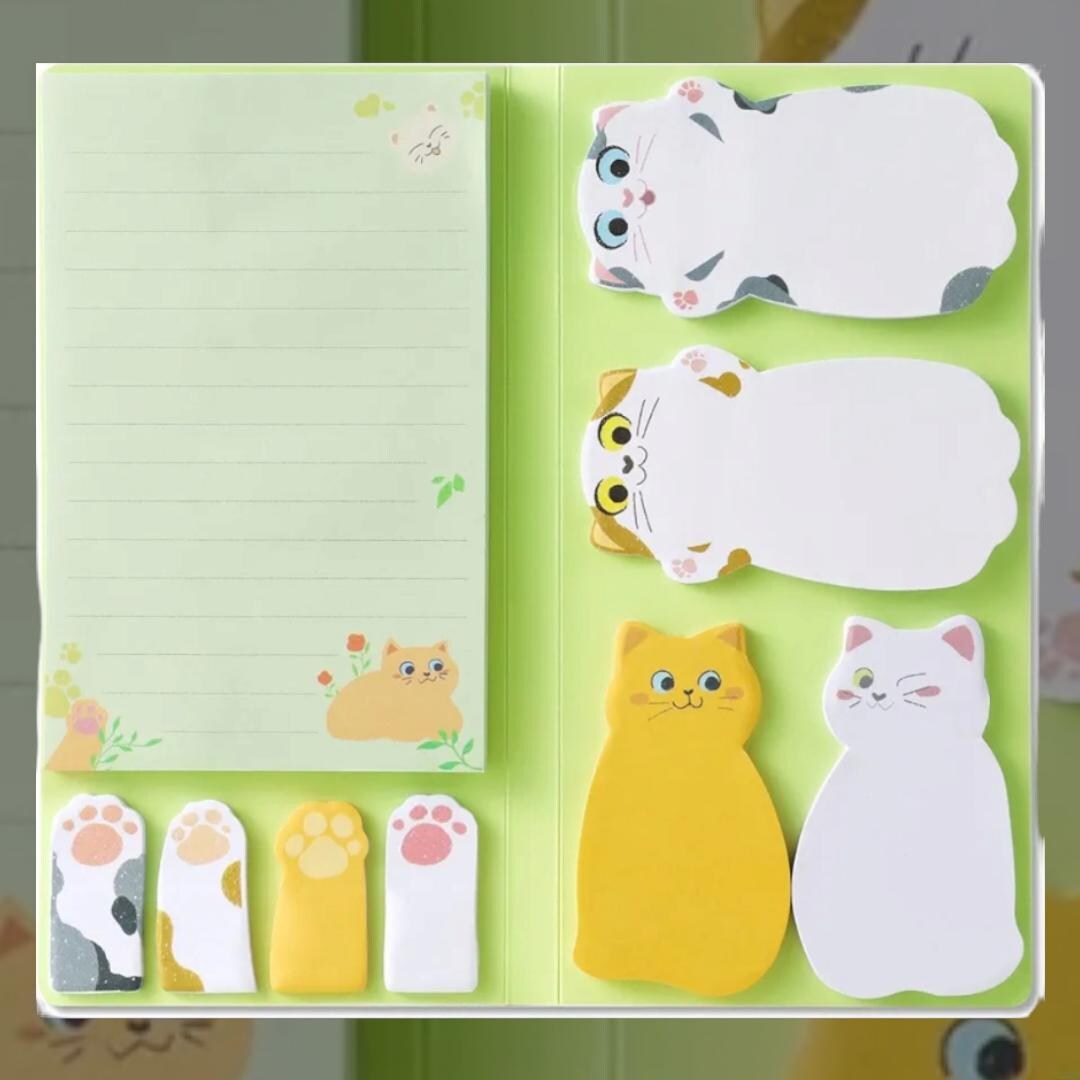 Cute Cat Sticky Notes Set, 300 Sheets for Cat Lovers, Kids, Office, and ...
