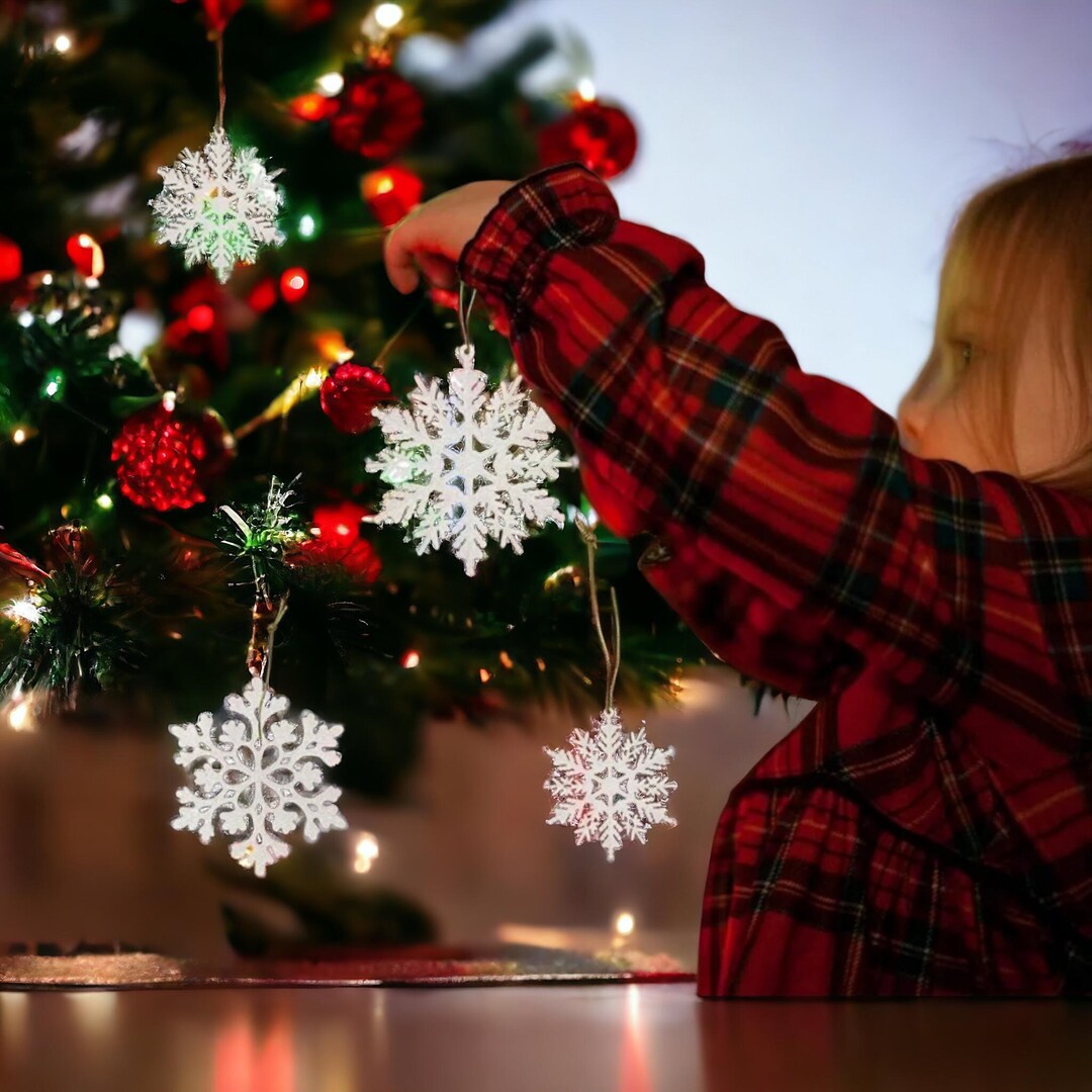 36 Sparkling Snowflake Ornaments Christmas Tree Decor, Winter ...