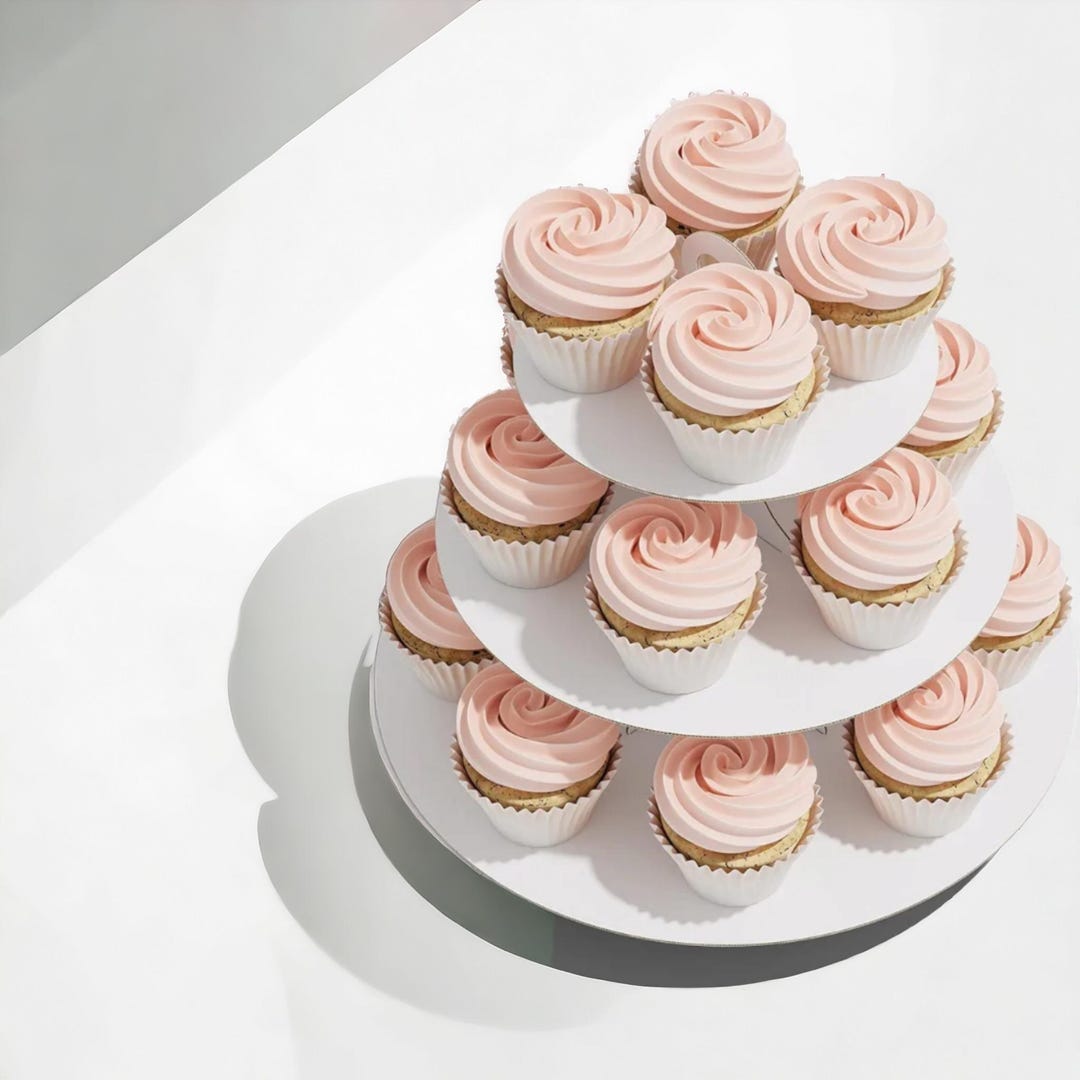 White 3-tier Cupcake Stand Sturdy Cardboard Dessert Holder for Parties ...