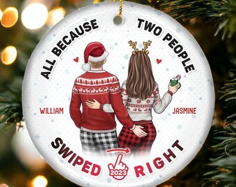 I'm so Glad We Swiped Right Ornament Romantic New - Etsy