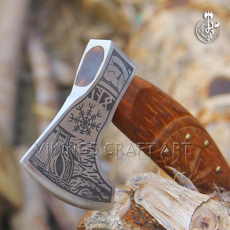 Viking Bearded Axe 18" – Hand Forged Carbon Steel Blade Rosewood Handle ...