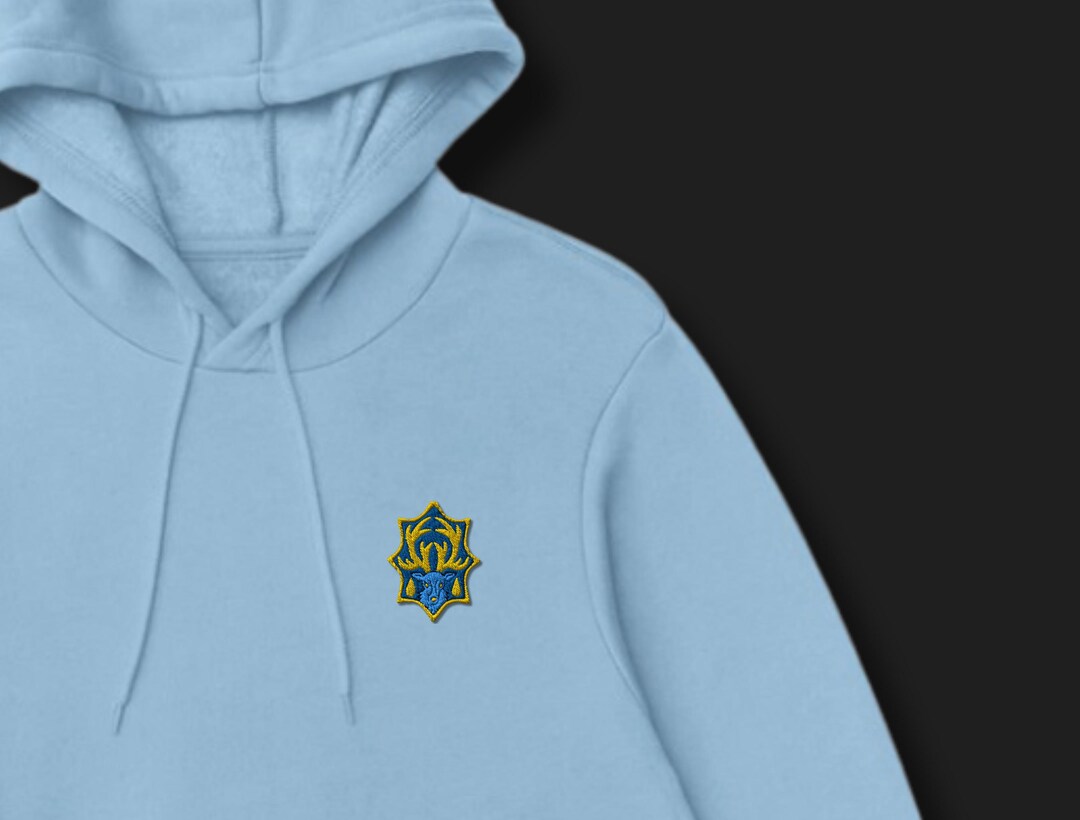Aqua Deer Black Clover-inspired Hoodie | Minimalist Embroidered Aqua ...