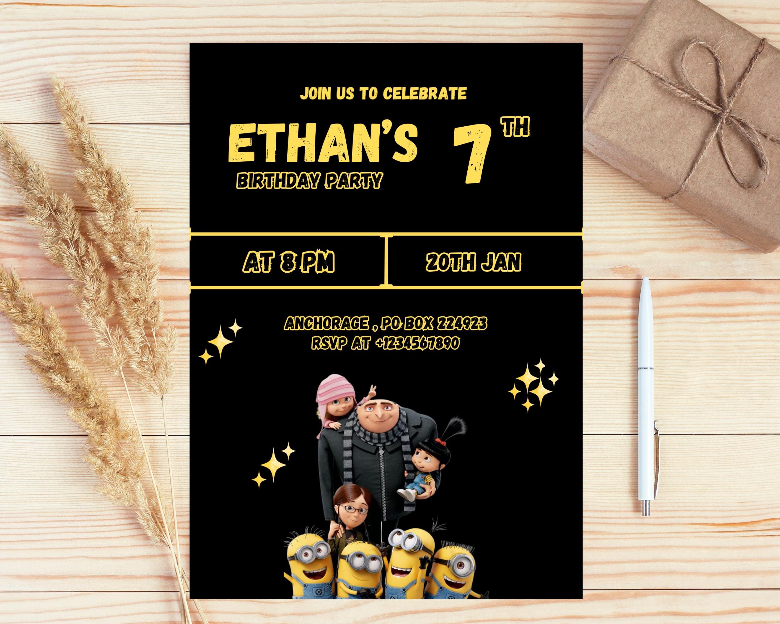 Editable Minion Birthday Invitation Template / Invitation Template for ...