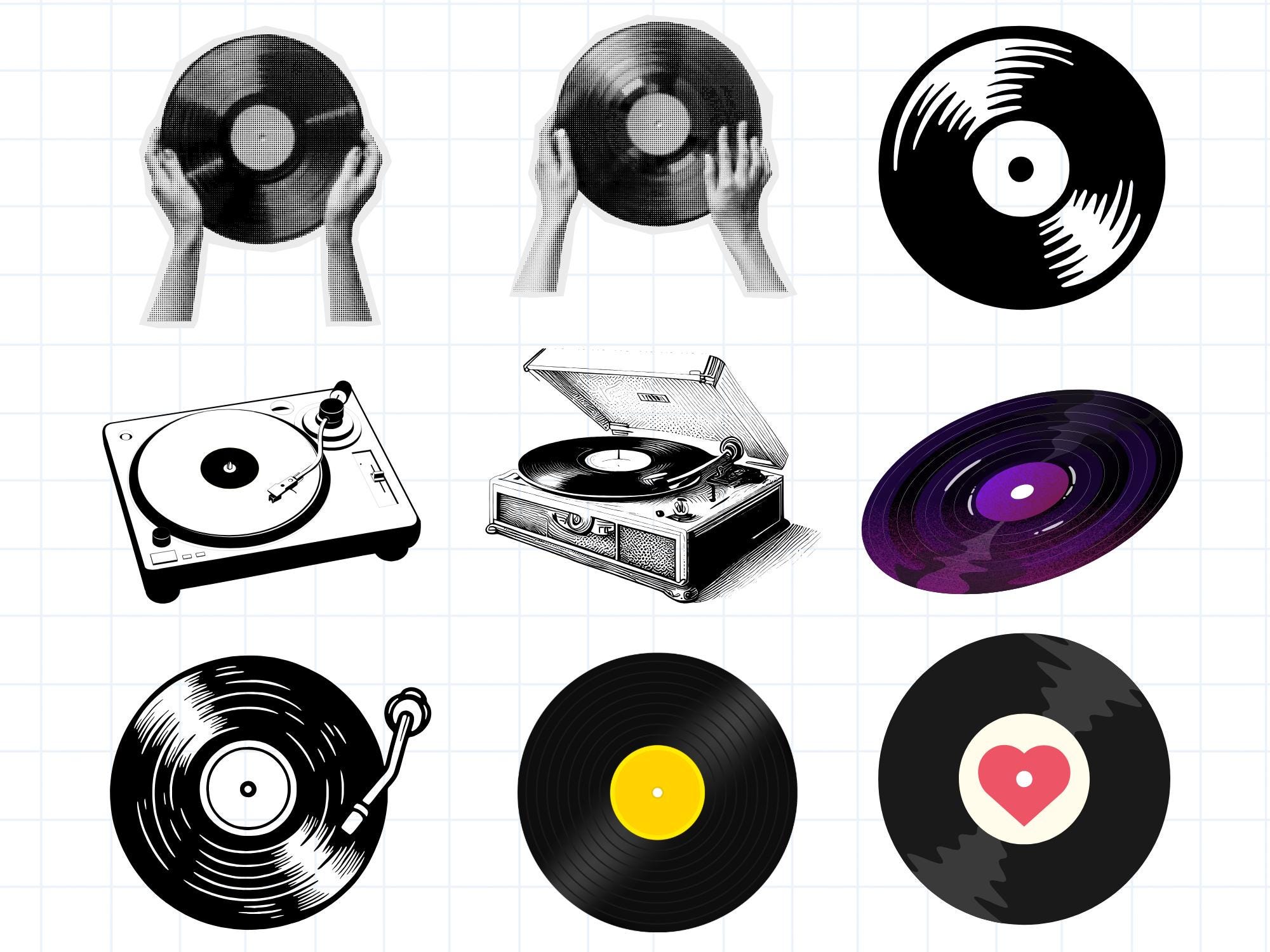 Vinyl Record SVG Bundle, Vinyl Record Dxf, Vinyl Record Vector, Vinyl ...