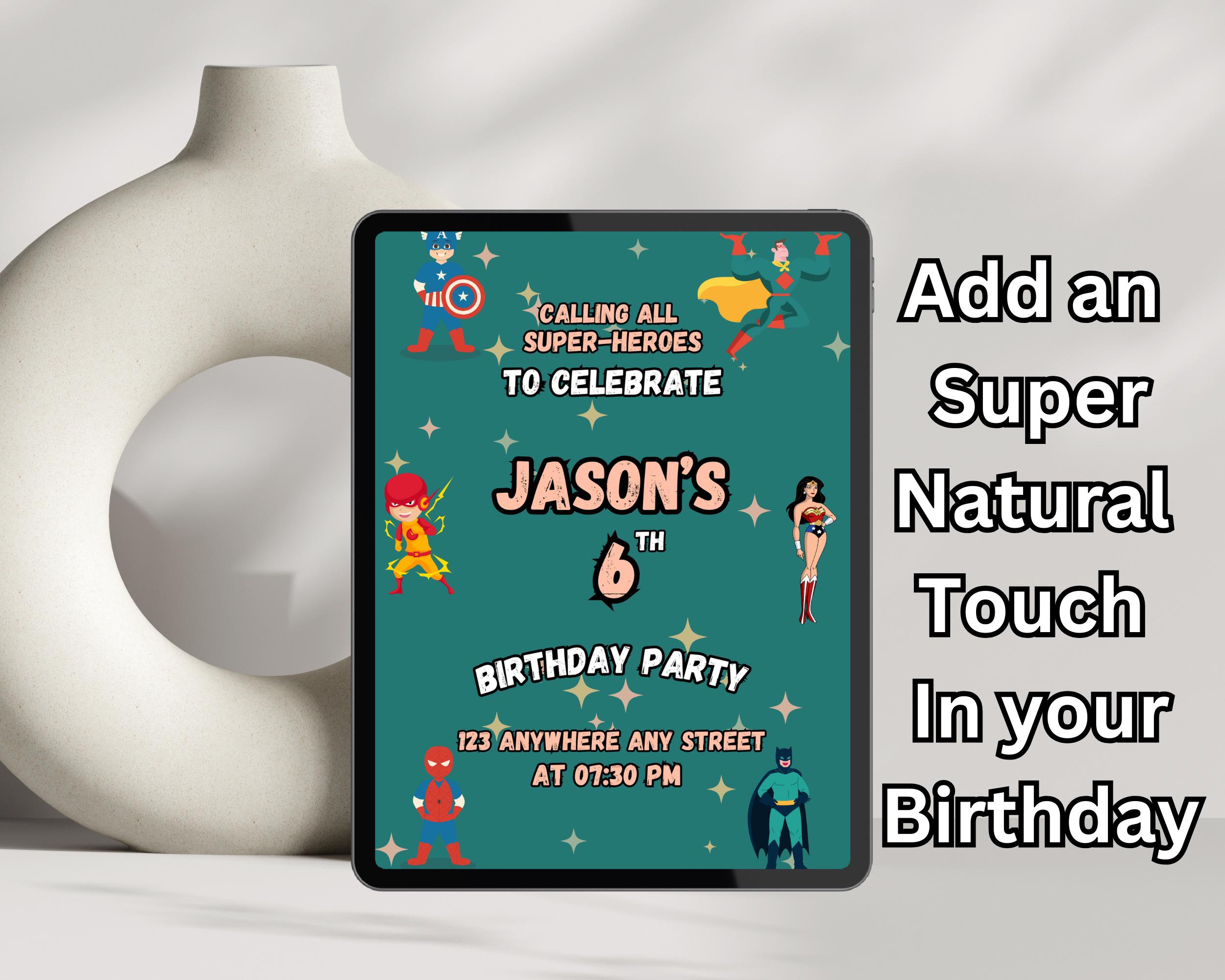 Editable Super Hero Birthday Party Invitation Template / Kids Birthday ...