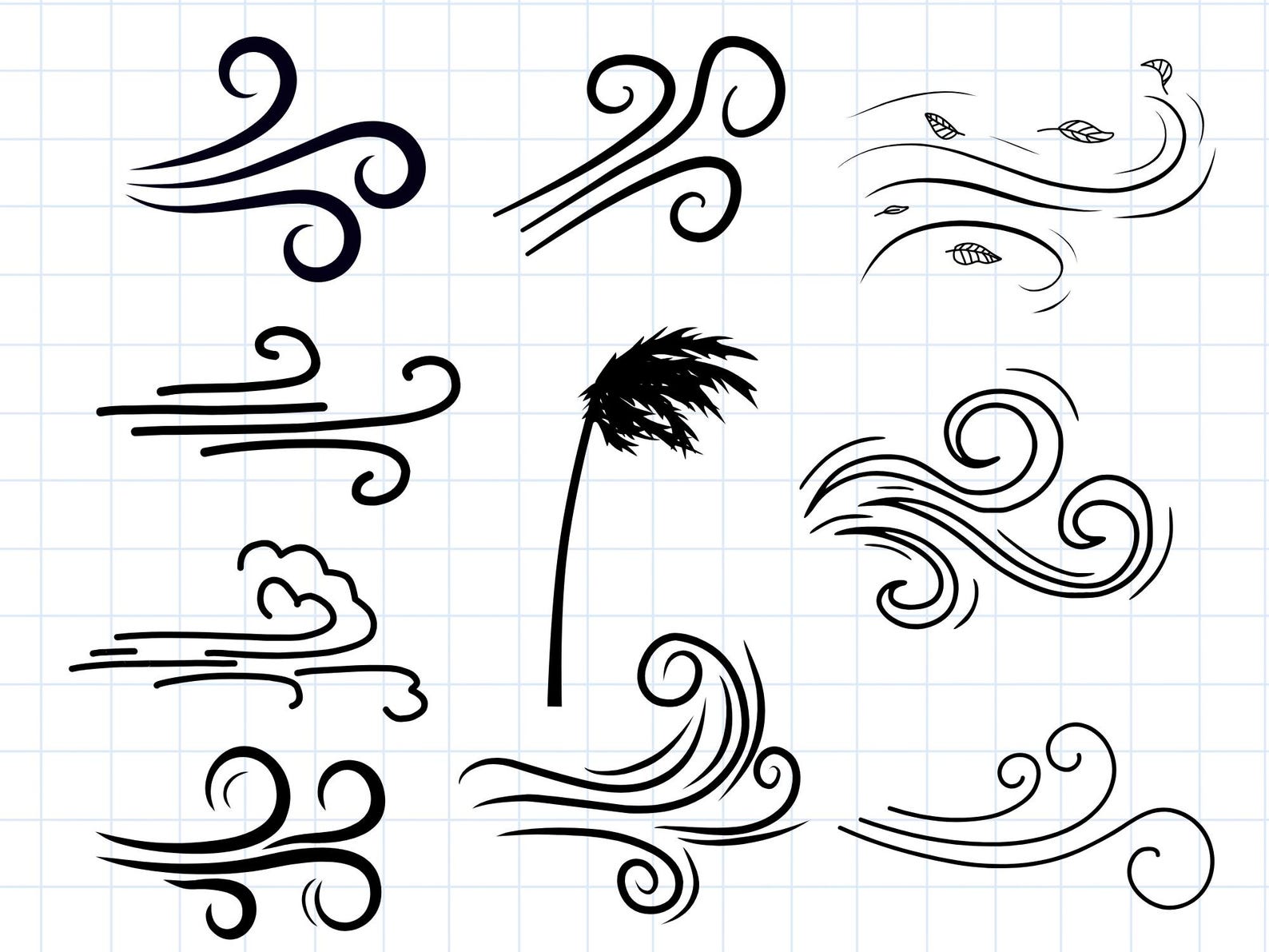 Wind Svg, Wind Svg Bundle, Wind Storm Cricut, Wind Silhoulette, Air ...