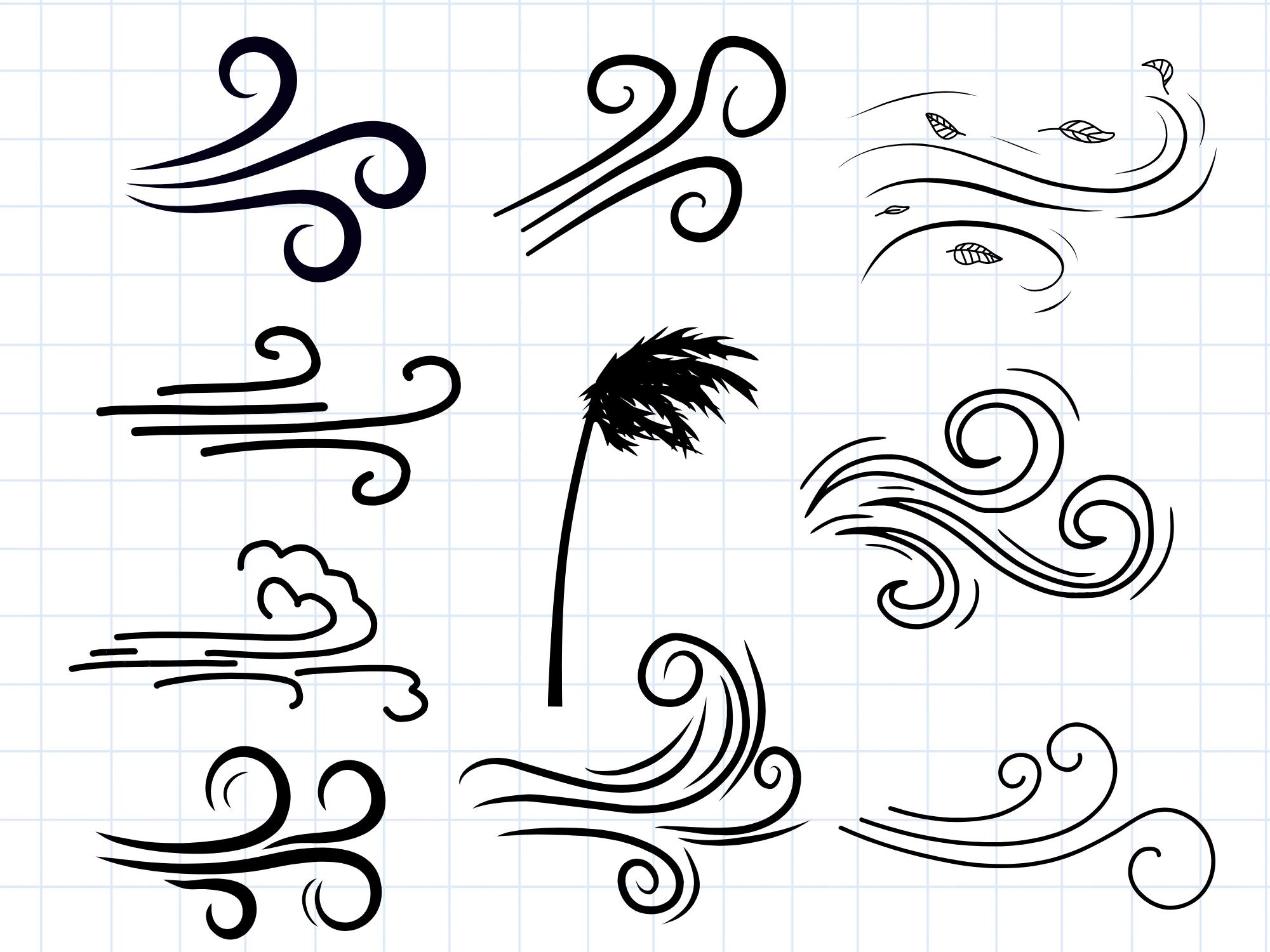 Wind Svg, Wind Svg Bundle, Wind Storm Cricut, Wind Silhoulette, Air ...