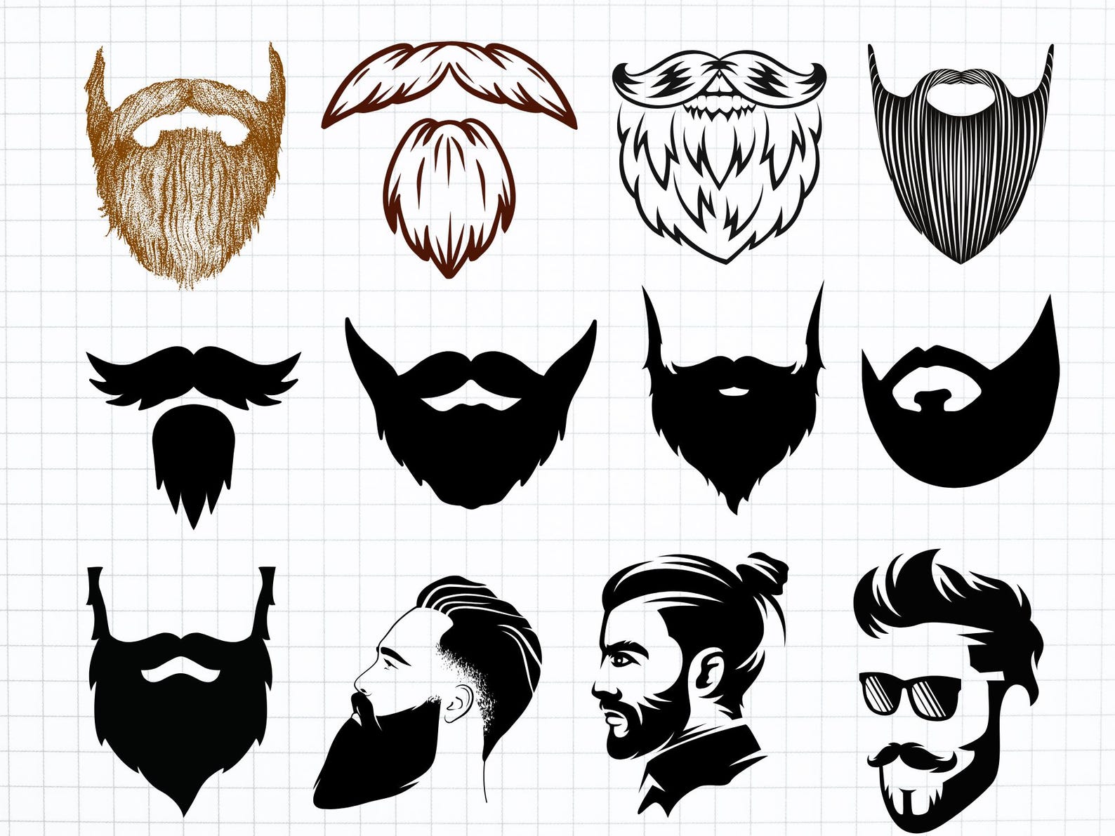 Beard SVG Bundle, Beard PNG Bundle, Beard Clipart, Beard SVG Cut Files ...