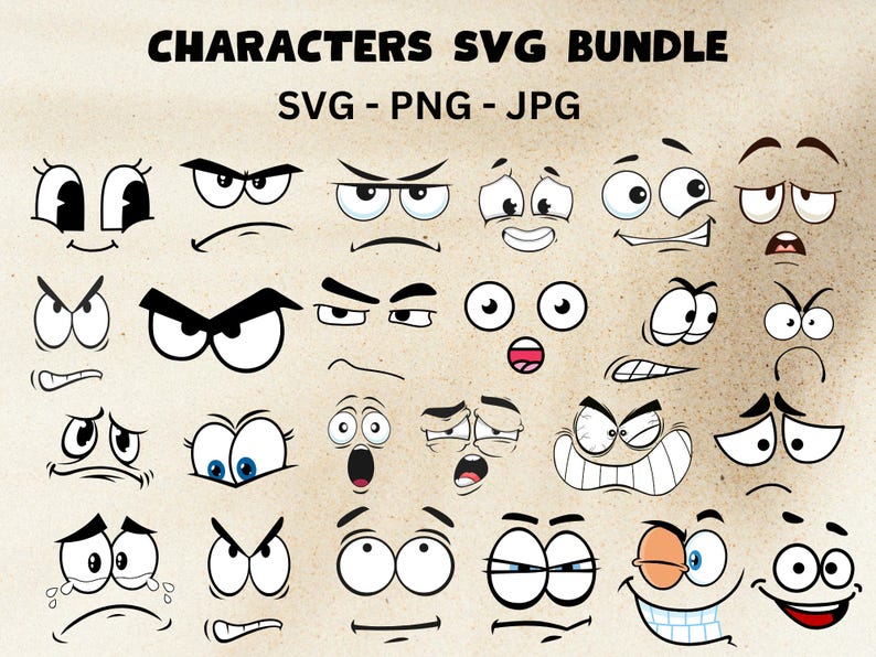 Characters SVG ,emotions Characters Svg ,cute Character Bundle Svg ...