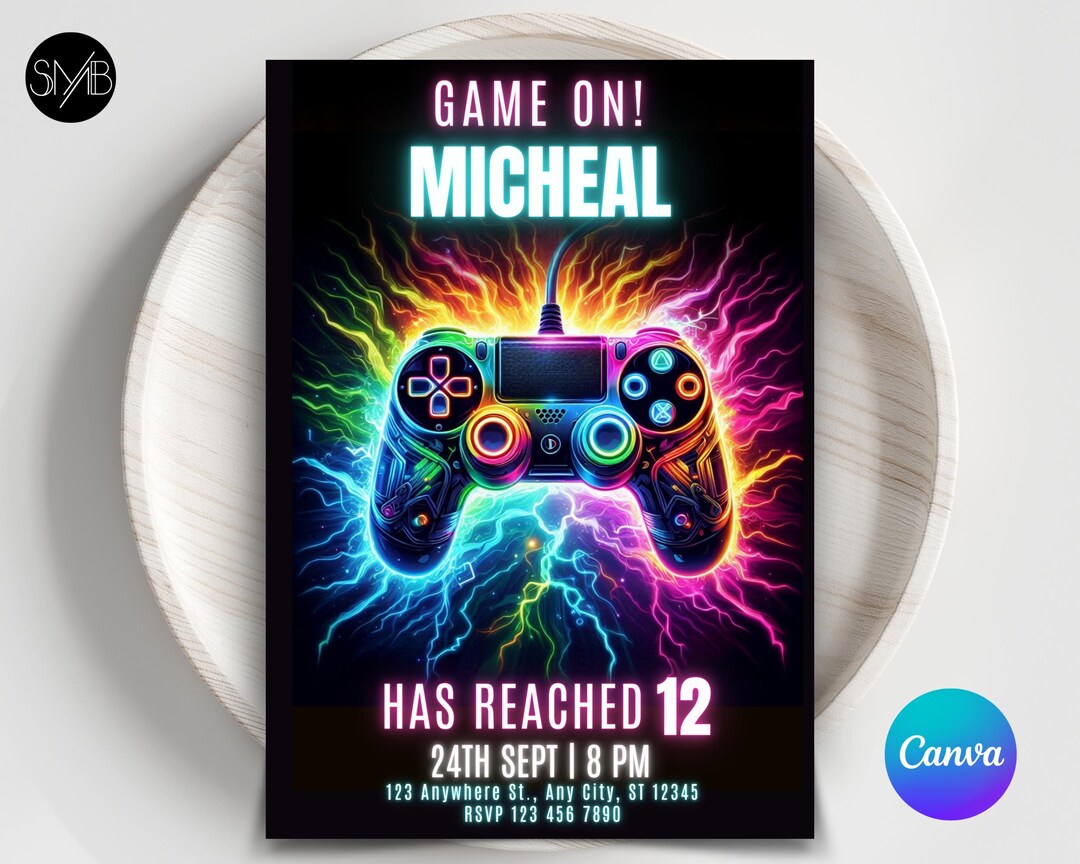 Editable Video Game Invitation Template , Video Gamer Party Editable ...