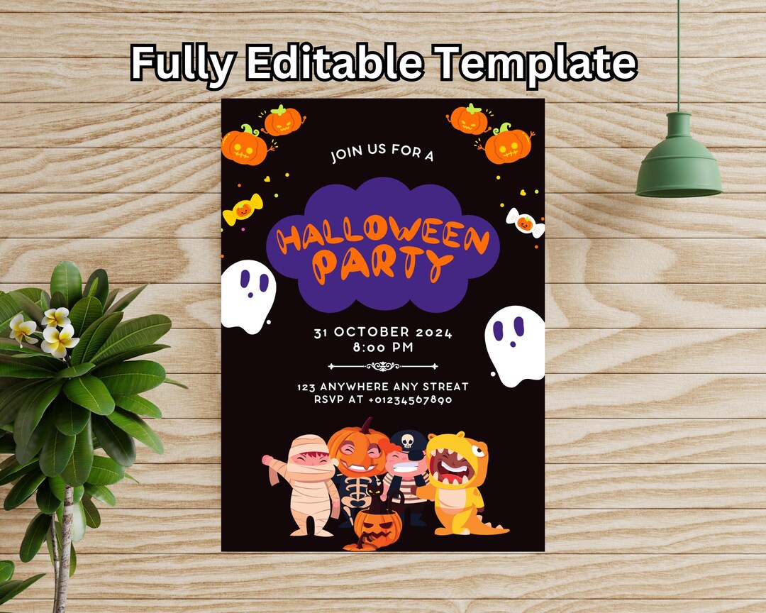 Editable Halloween Party Invitation Template / Invitation Template for ...
