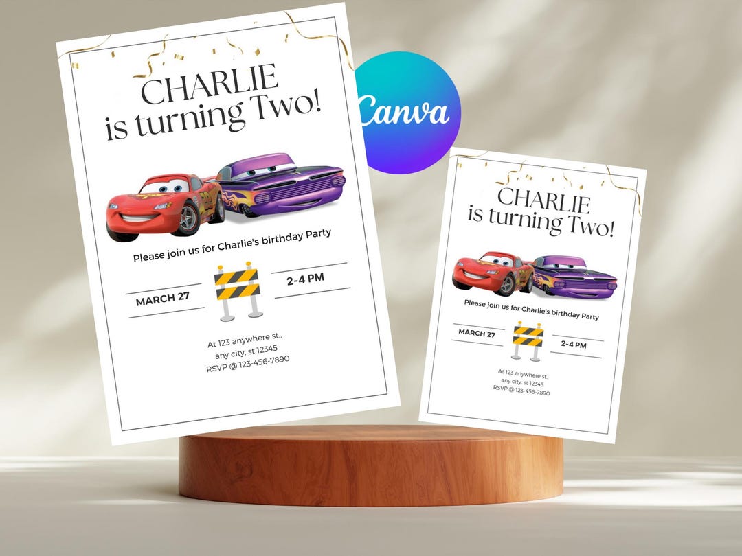 Editable Cars Birthday Party Invitation Cars Lightning Birthday Invite ...