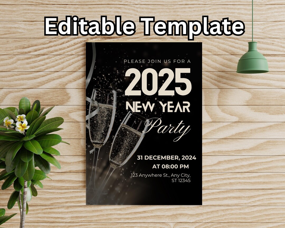 Editable New Year Party Invitation Template / Invitation Template for ...