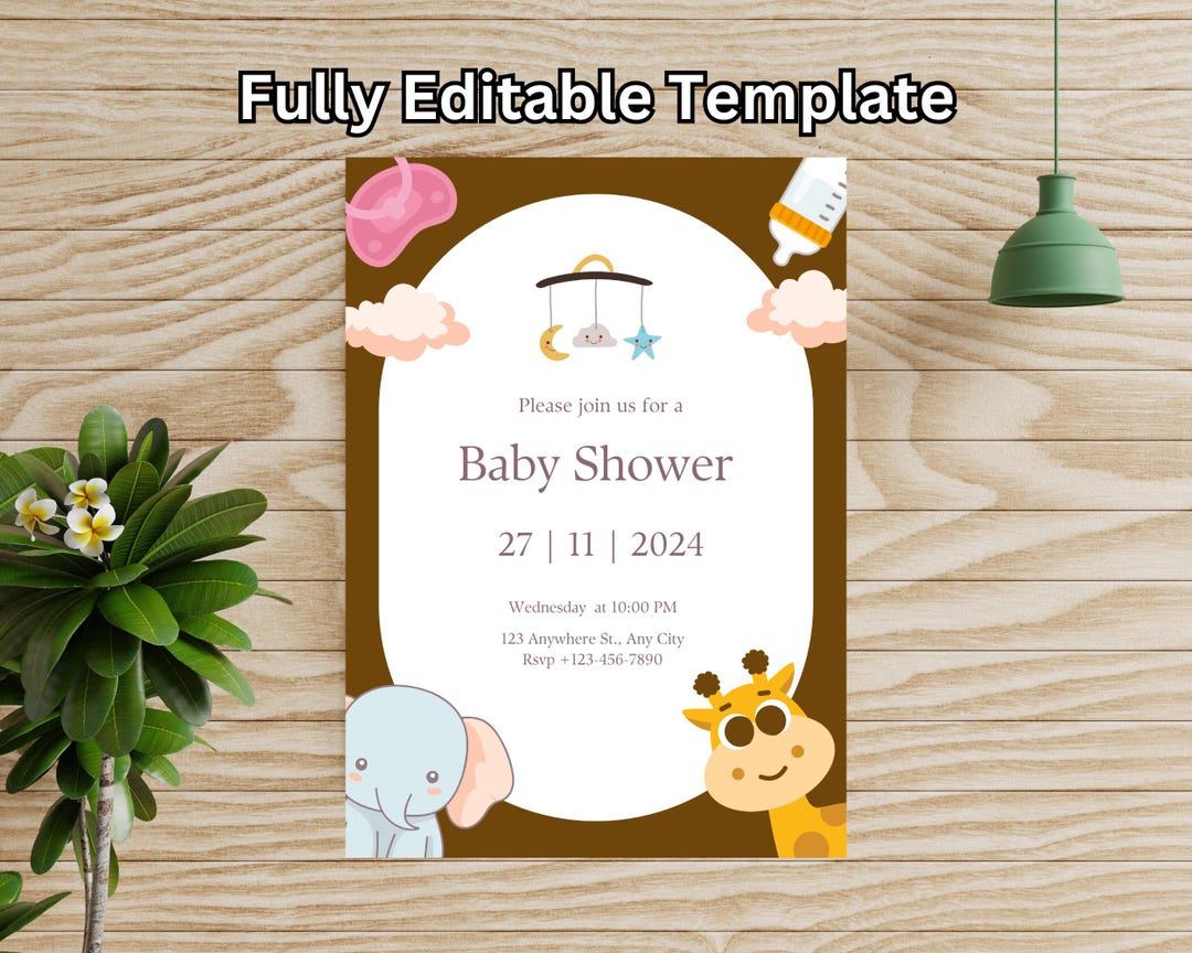 Editable Baby Shower Invitation Template / Invitation Template / Baby ...