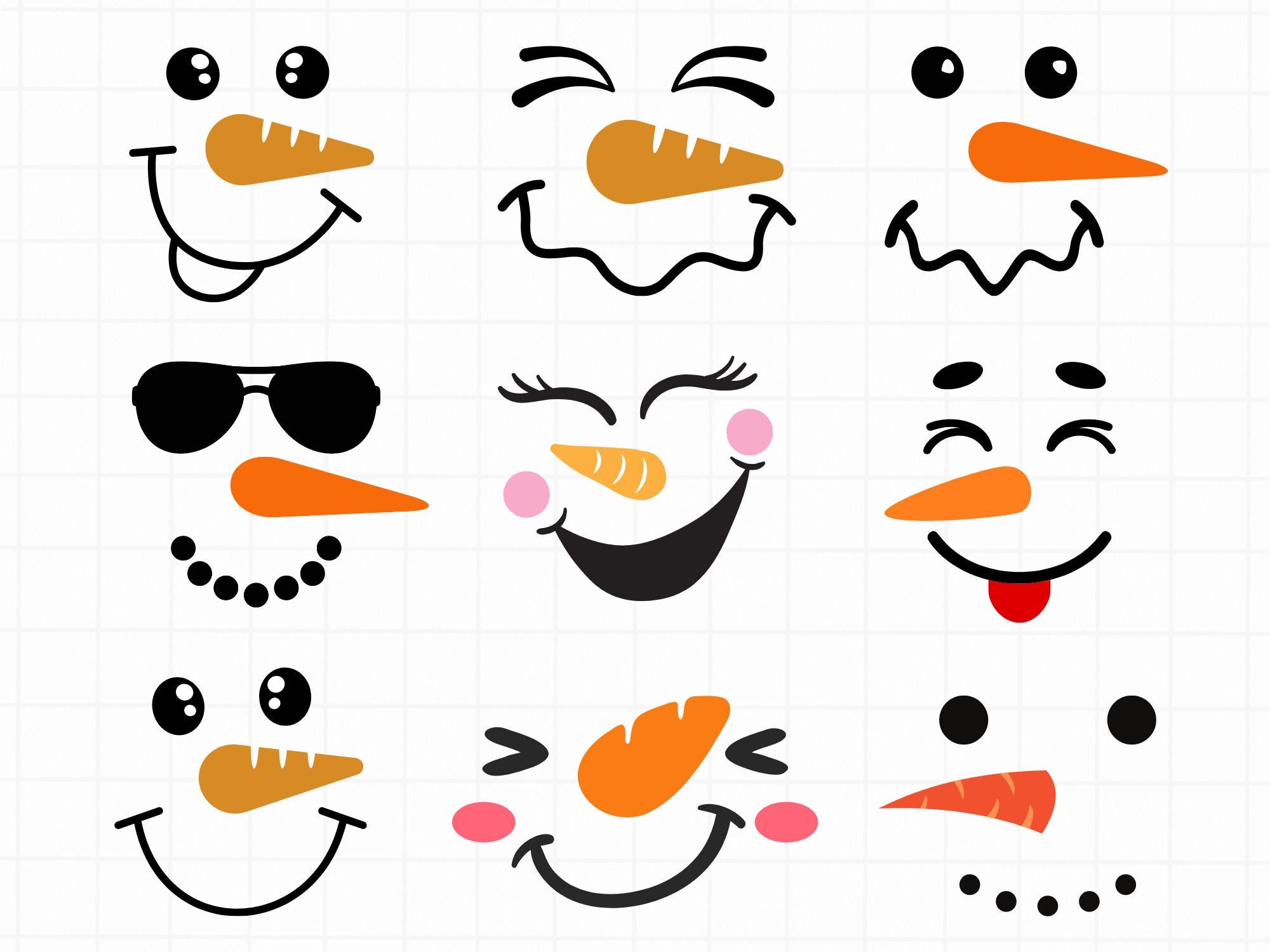 Snowman Faces Svg Snowman Svg Snowman Clipart Christmas Svg Snowman Cut ...