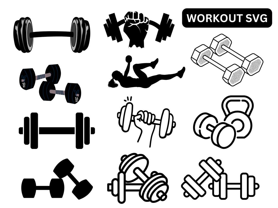 Dumbell SVG, Barbell Svg, Weight Lifting SVG, Gym Equipment Svg Cut ...