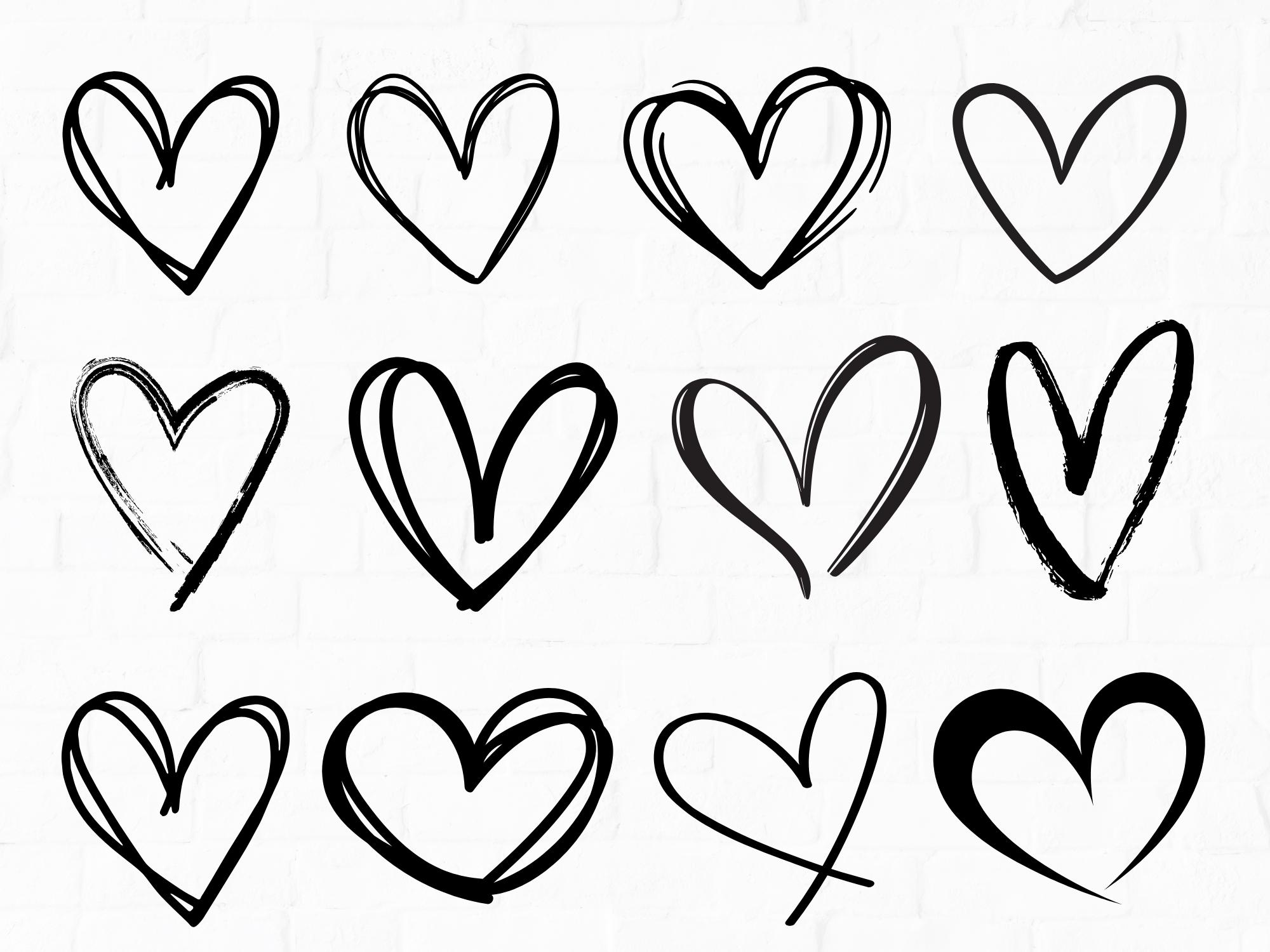 Heart SVG Bundle, Heart Clipart, Doodle Hearts, Valentines Svg, Hand ...