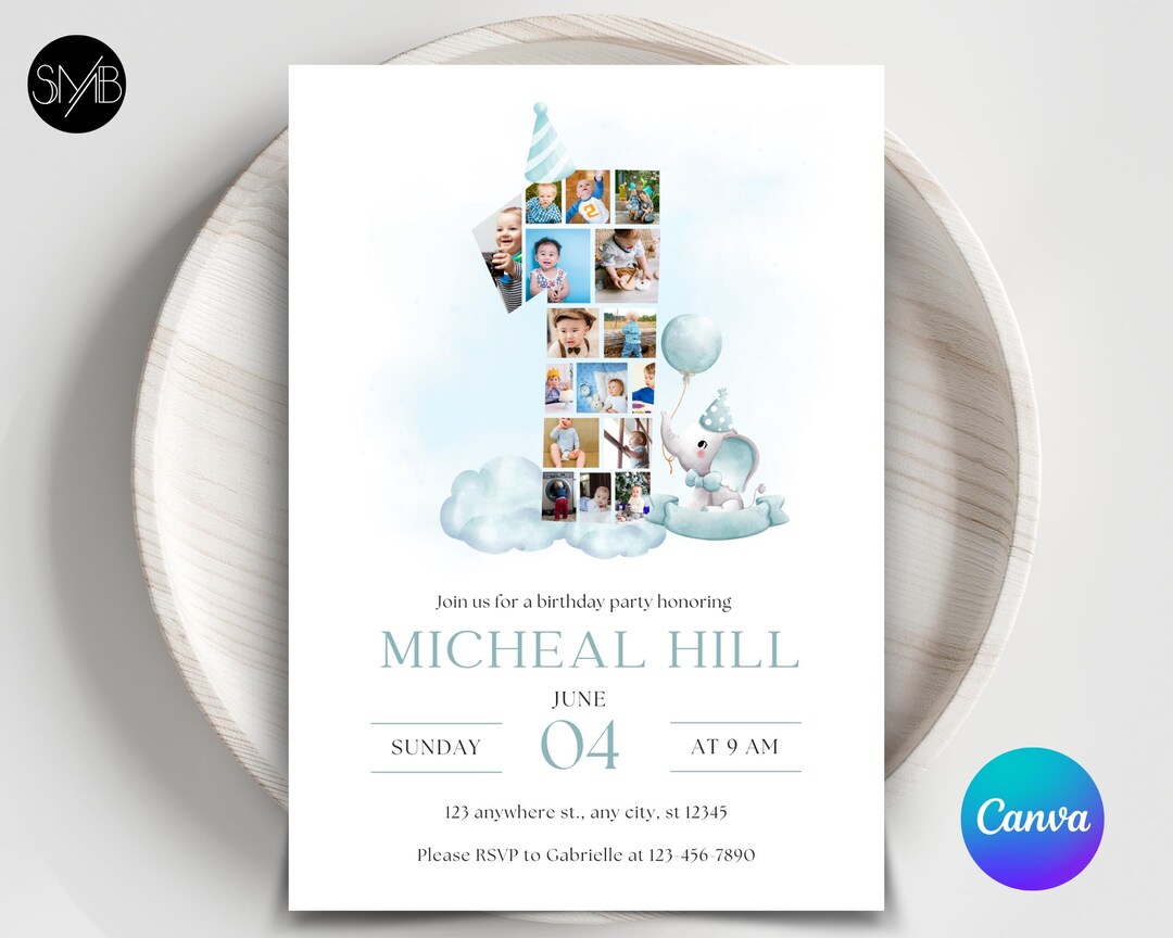 Editable 1st Birthday Party Invitation Template / Birthday Party ...