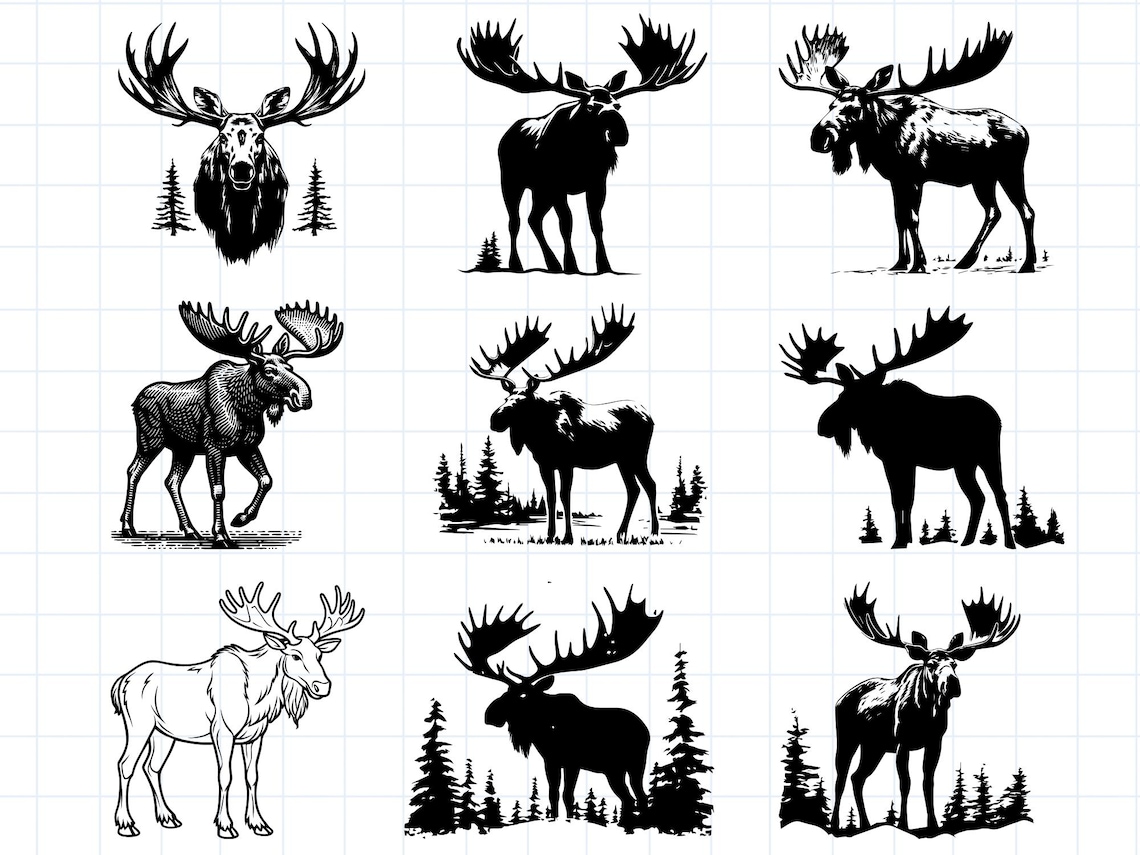 Moose SVG Bundle, Moose Vector Files, Moose Cricut, Moose Clipart ...