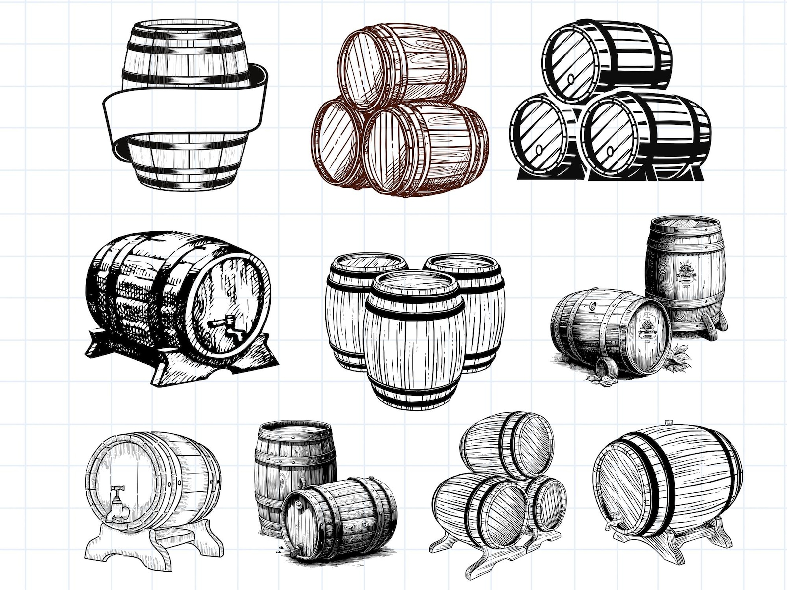 Barrel SVG Bundle, Barrel Vector, Barrel Cut Files, Wood Barrel Svg ...
