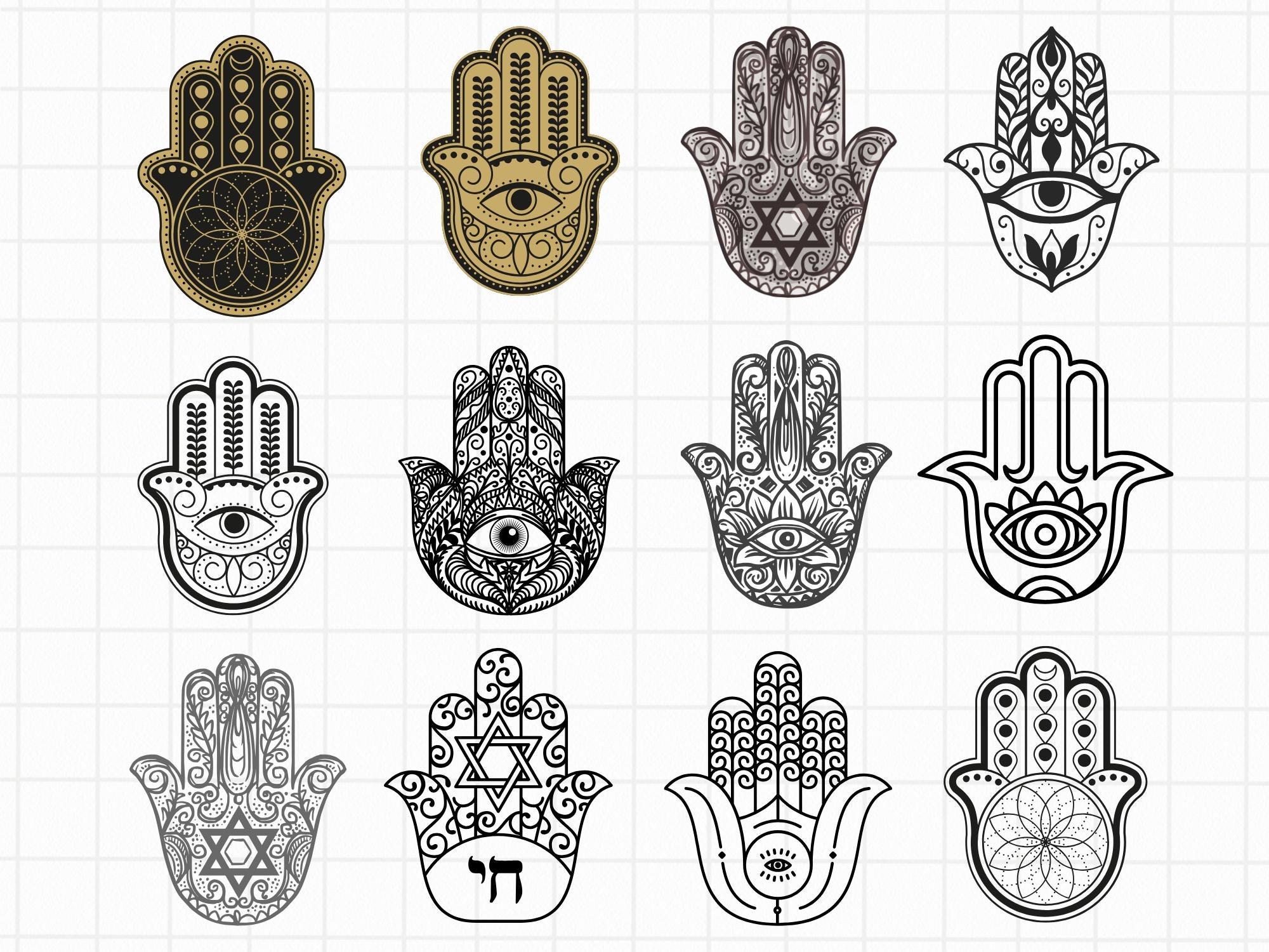 Hamsa SVG Bundle, Hamsa Hand Svg, Hamsa Png, Hamsa Clipart, Hand of ...