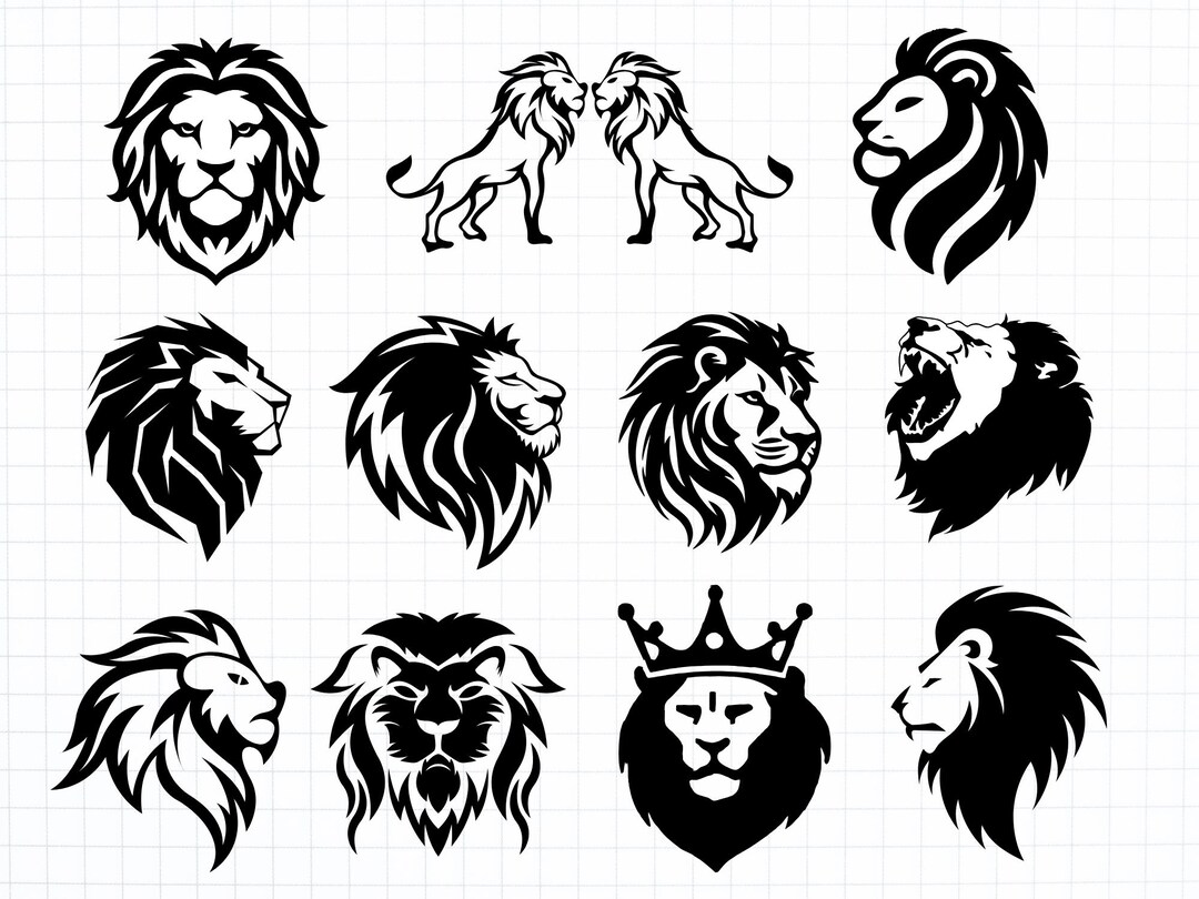 Lion Head SVG Bundle, Lions SVG, Lion Clipart, King Lion Silhouette Png ...