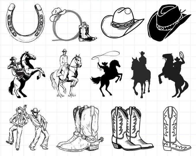 Cowboy Svg, Cowboy Svg File, Cowboy Silhouette, Western Svg, Cowboy Hat ...