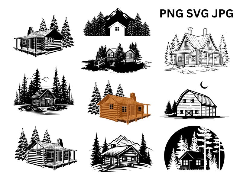 Rustic Wooden Cabin SVG Bundle, Instant Digital Download , Best and ...
