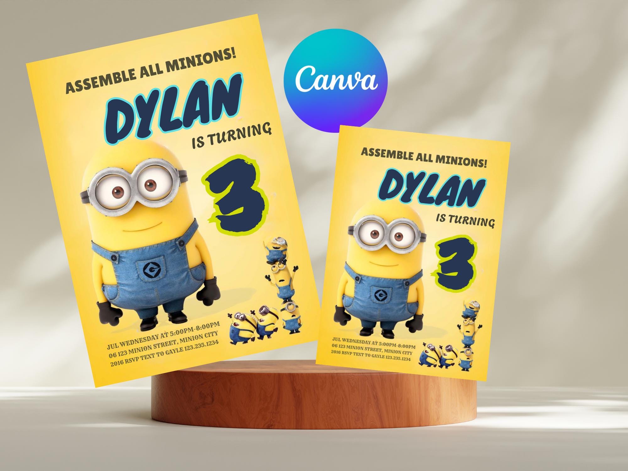 Editable Minion Birthday Invitation Template, Printable Birthday Party ...
