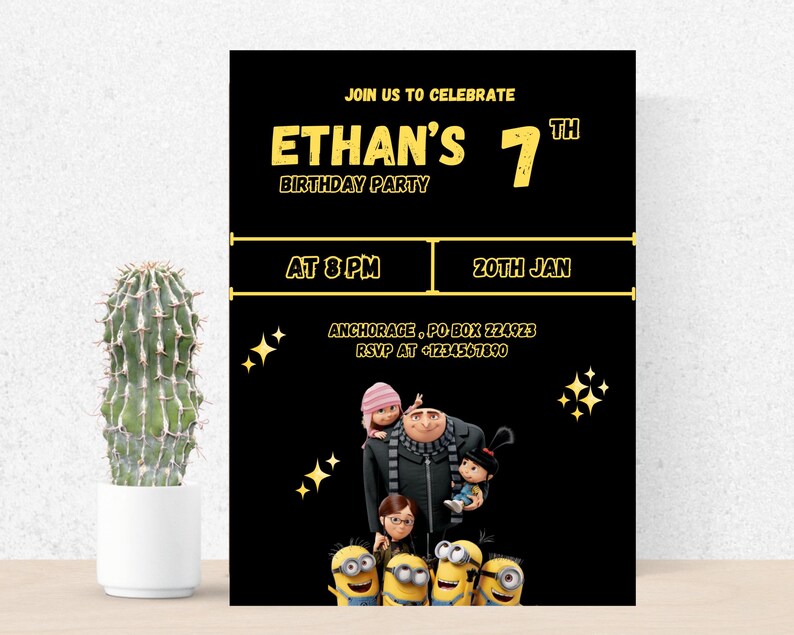 Editable Minion Birthday Invitation Template / Invitation Template for ...