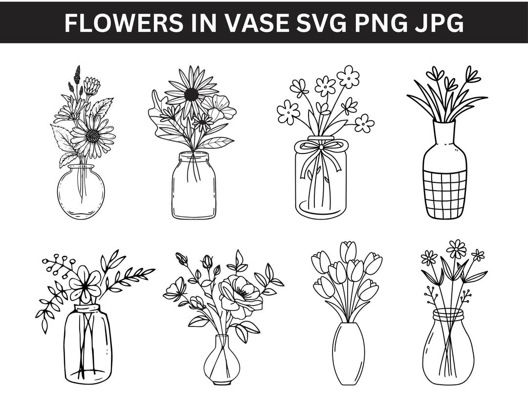 Flower Vase SVG File, Flower SVG Files, Flower Cut Files, Floral Vase ...