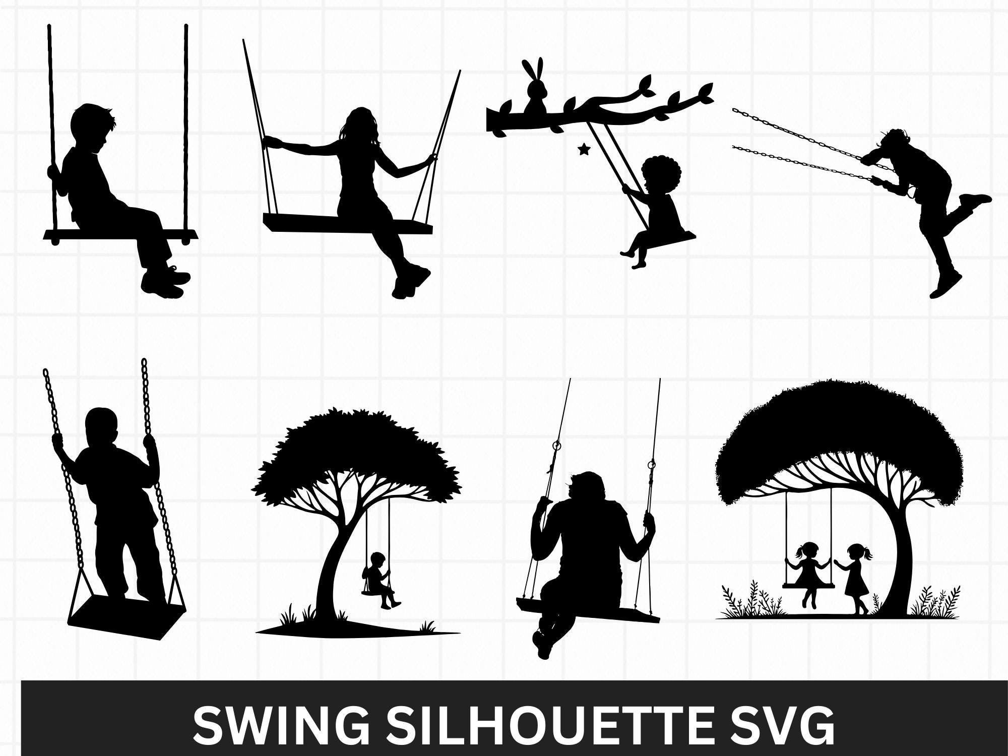 Swing Svg, Svg Files for Cricut, Child Silhouette, Playground Svg, Kids ...