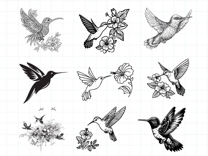 Hummingbird SVG Bundle, Flying Bird Svg, Hummingbird Clipart ...