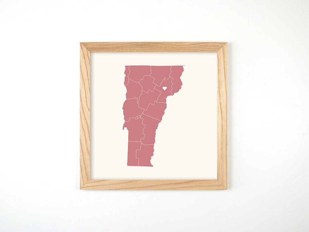 Vermont Personalized Map, State Wall Art, Framed Print, Multiple Colors ...