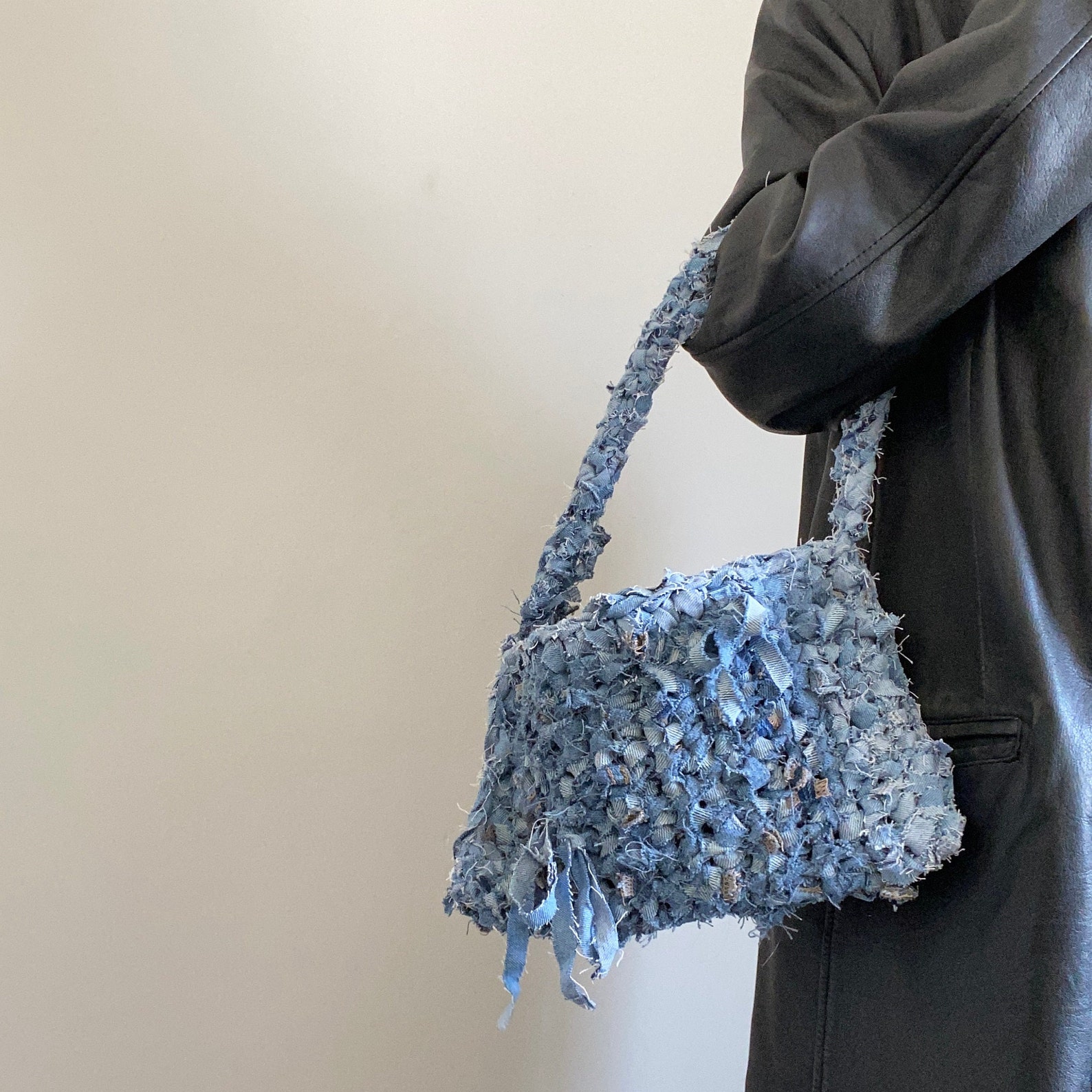 Handmade Denim Crochet Mini Handbag - Etsy