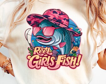 Reel Girls Fish Png, Sublimation Design, Women Fishing Png, Lady ...