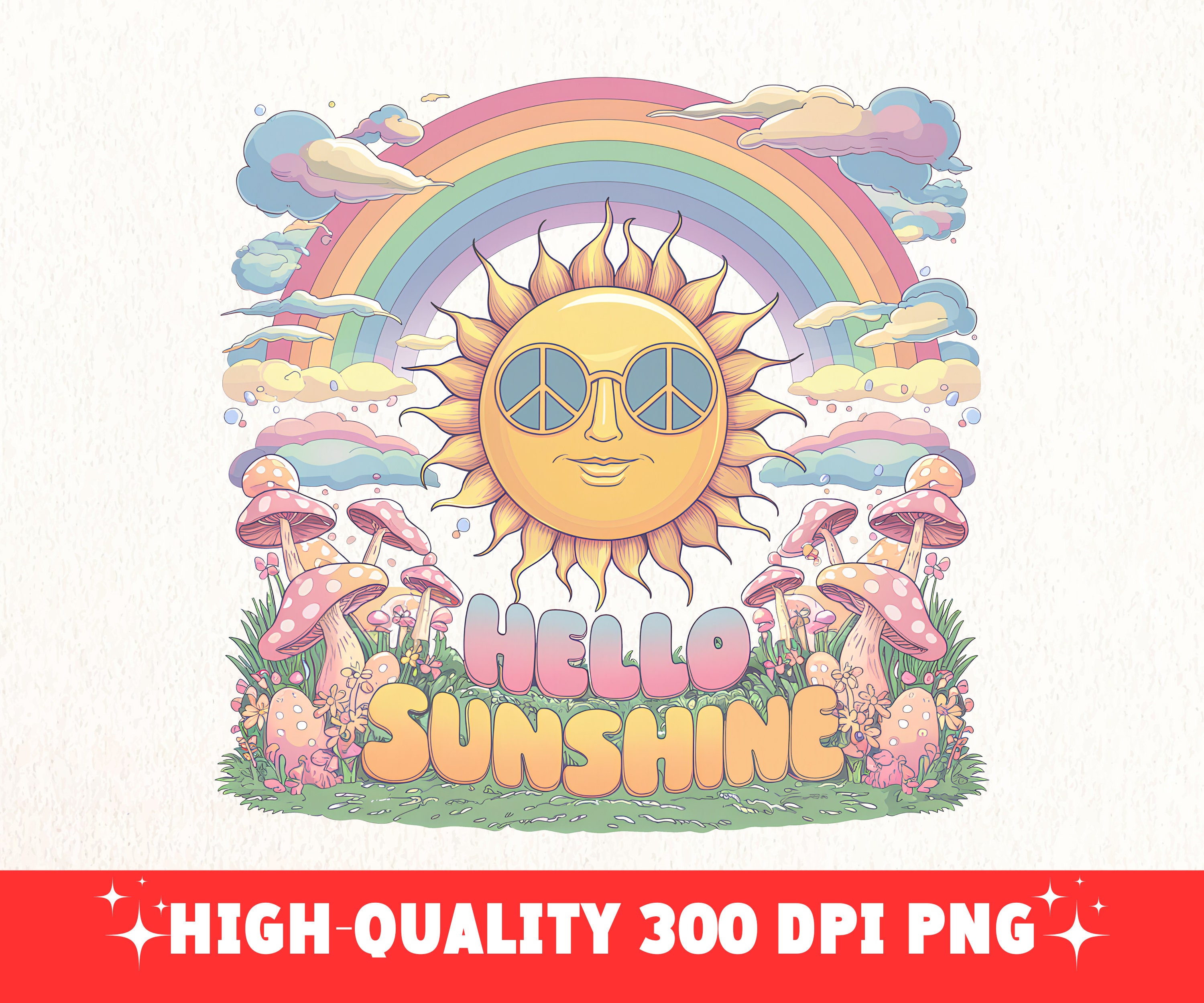 Hello Sunshine PNG, Hippie Design Png, Summer Design Png, Boho Png ...
