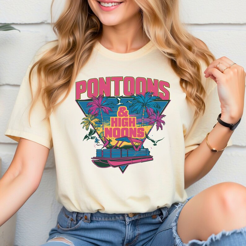 Pontoons and High Noons PNG, Pontoon Png, Lake Png, Lake Shirt Png ...