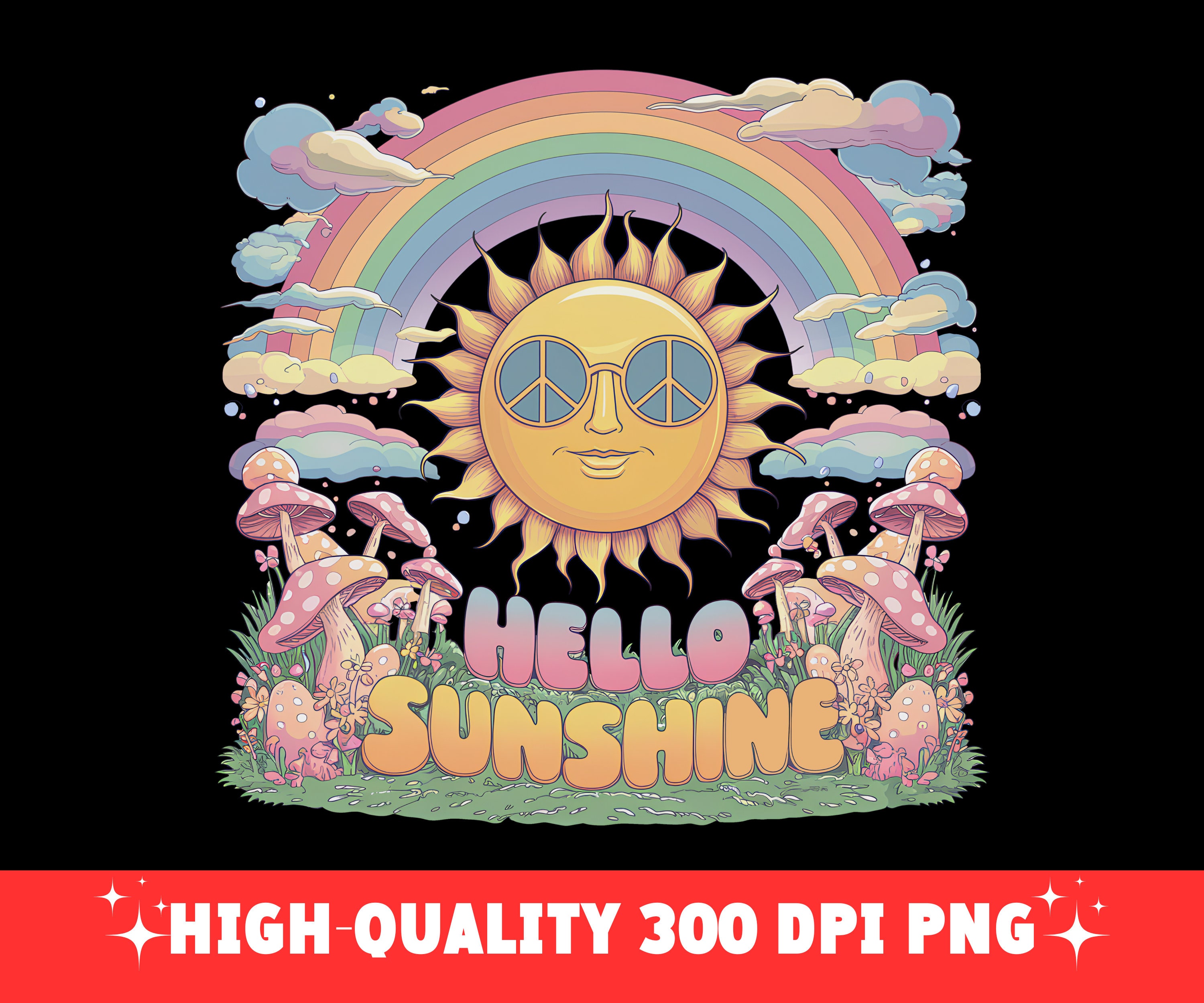 Hello Sunshine PNG, Hippie Design Png, Summer Design Png, Boho Png ...