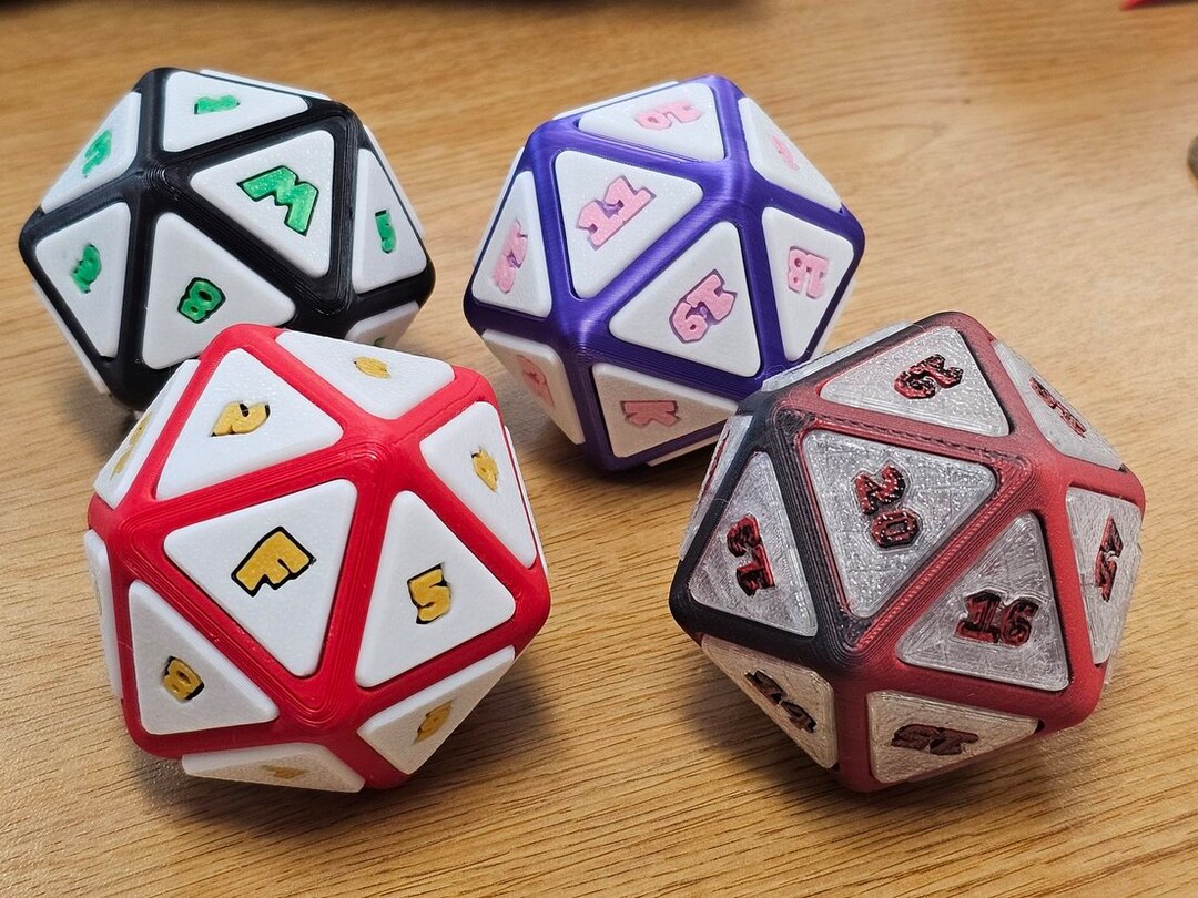 Large Custom D20 Spindown Dice - 3D Printed - You Choose the Colors! - Etsy