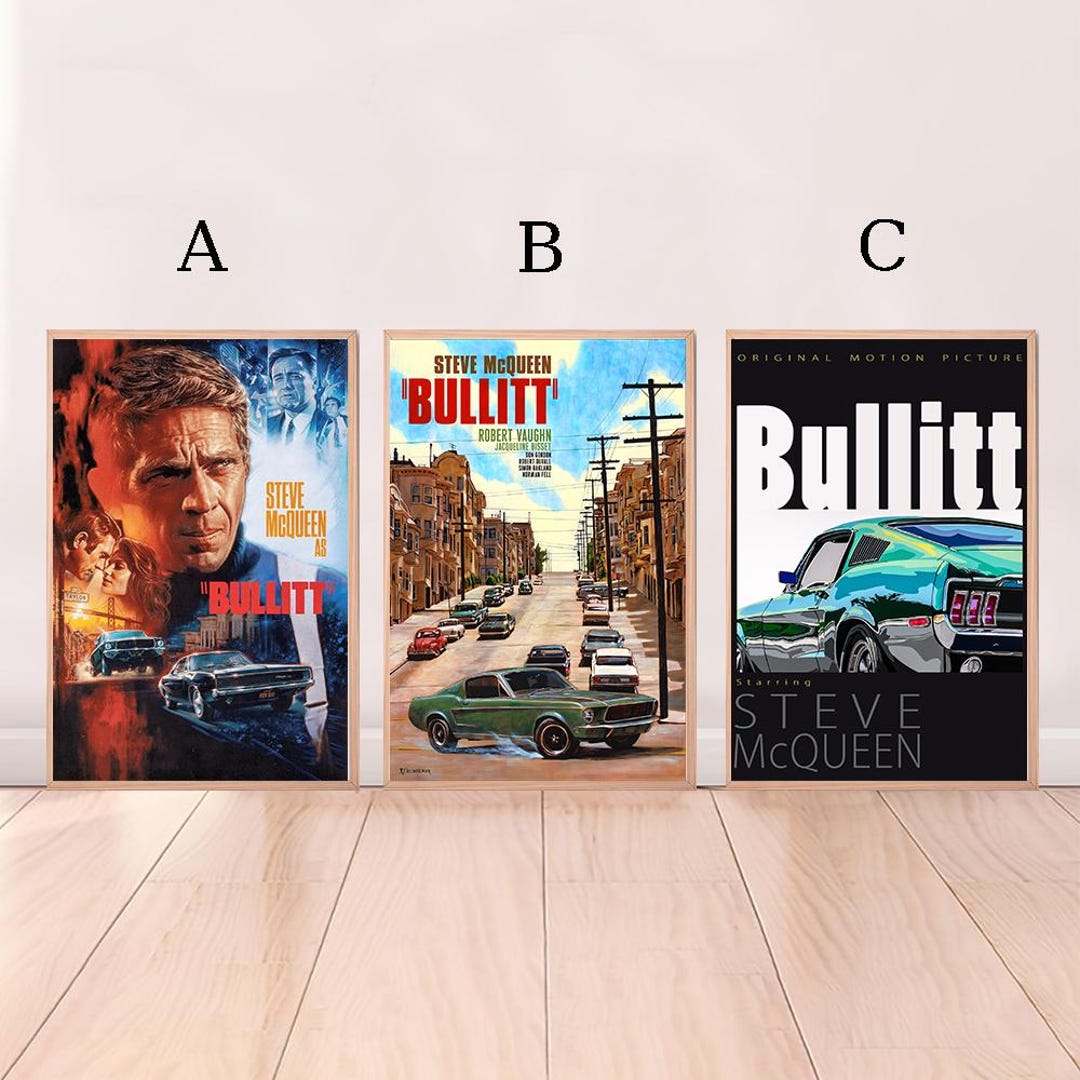 Bullitt,movie Poster,high Quality Canvas Print, Wall Art, Room Decor ...